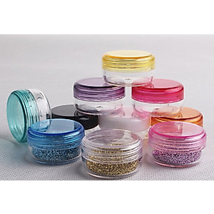 yueton?10 Empty Clear Boday Multi Color Top Lid Plastic Sample Containers 5 Gram Size Cosmetic Containers Pot Jars Eyshadow Container Lot