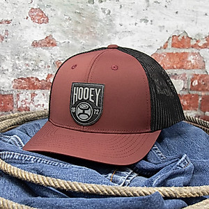 HOOEY Bronx Adjustable Snapback Mesh Trucker Back Hat (Maroon/Black)