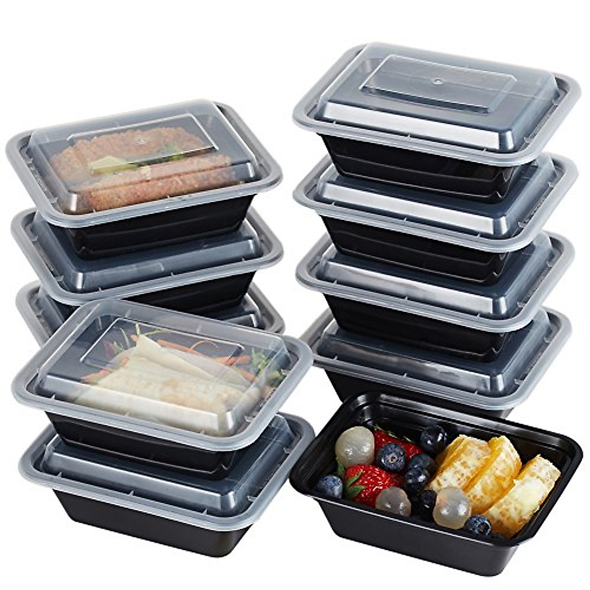 NutriBox [20 value pack] single one compartment 12oz MINI Meal Prep Food Storage Containers - BPA Free Reusable Lunch bento Box with Lids - Spill proof, Microwave, Dishwasher and Freezer Safe