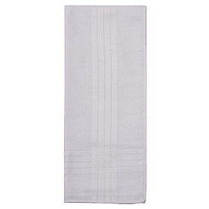 Perry Ellis 12 Pack Handkerchief (Permanent Press White with Satin Cord, 16" x 16")