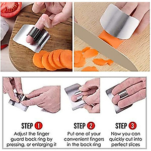 WAGA Kitchen Finger Protector, Finger Guards for Safe to Slice Vegetables Fruit, Stainless Steel Finger Hand Protector for Cutting Meat Chef Kitchen Tool Gadgets