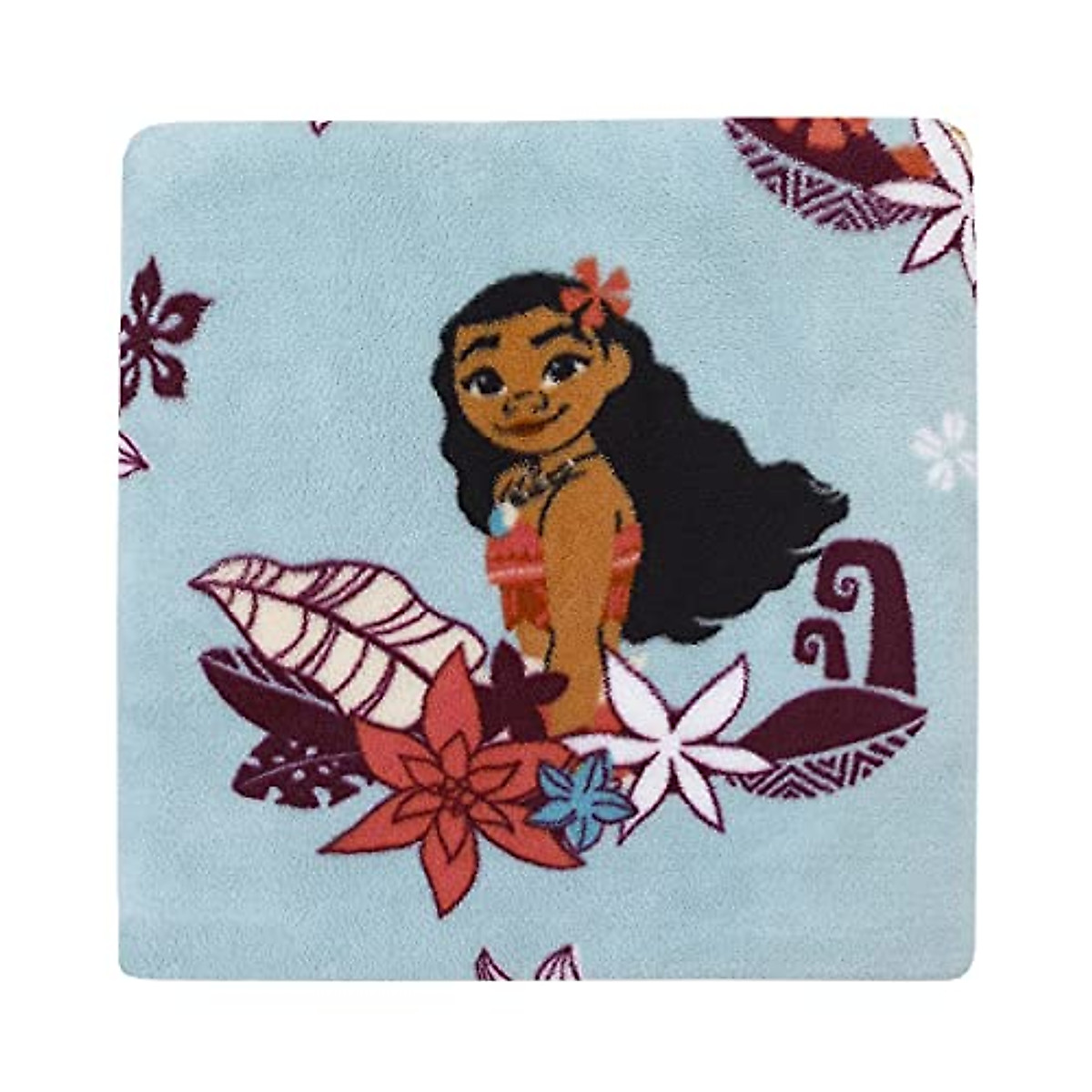 Disney Moana Feel The Waves Aqua, Coral & Violet with Pua Pig & Tropical Flowers Super Soft Toddler Blanket, Aqua, Orange, Purple, White , 40x50 Inch (Pack of 1)