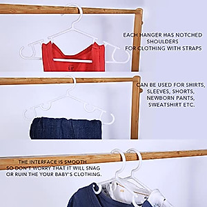 veeyidd Tubular Baby Hangers 10.5" Size for Newborn Kids Infant Children Toddler with Plastic Hanger Straps (White, 60 Pack)