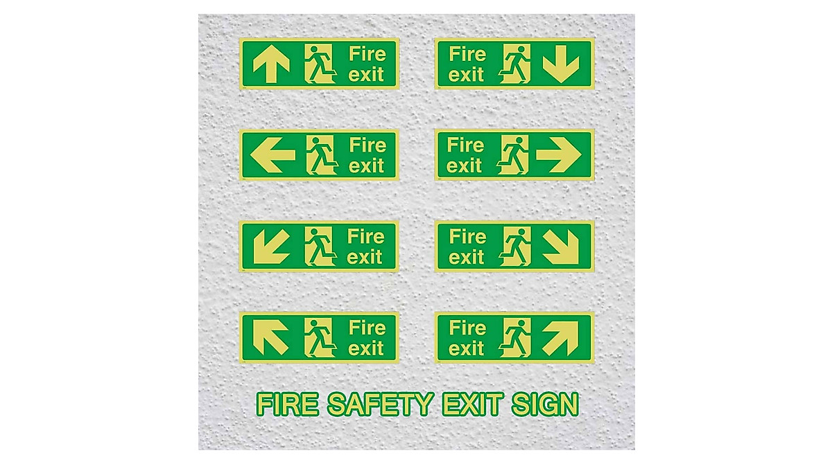 Renococo Fire Exit Sign Stickers,Photoluminescent Fire Safety"Fire Exit ...
