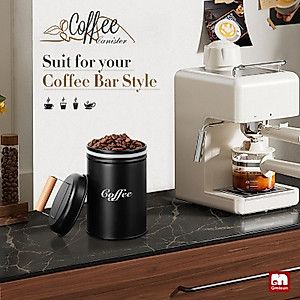 GMISUN Coffee Canister, 33fl oz/1L Black Coffee Grounds Container for Coffee Station, Airtight Coffee Bean Storage as Coffee Bar Organizer, Sealed Coffee Holder for Countertop, Coffee Bar Accessories