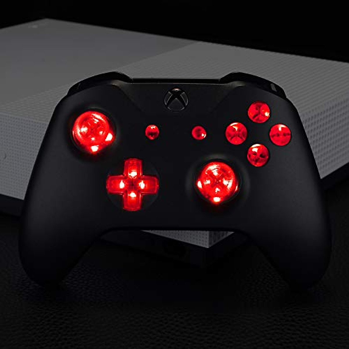 eXtremeRate Multi-Colors Luminated Dpad Thumbsticks Start Back ABXY Action Buttons (DTF) LED Kit for Xbox One Standard, Xbox One S X Controller 7 Colors 9 Modes Button Control -Controller NOT Included