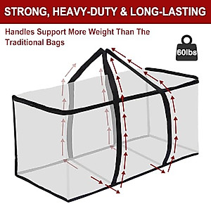 Fixwal Heavy Duty Moving Bags 6 Pack Storage Bags 93L Clear Moving Supplies for Space Saving Moving Storage Backpack Straps Strong Handles & Zippers, Foldable