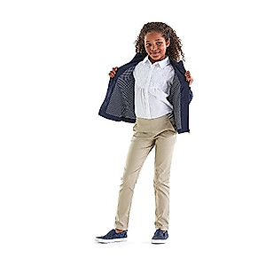 French Toast Girls' Little Pull On Skinny Fit Stretch Pants with Elastic Waist and Pockets, School Uniform for Kids, Khaki, 7
