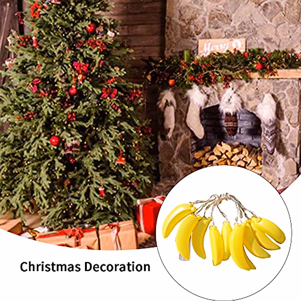 NINEFOX 59 inch Fruit Banana String Lights Flashing String Battery Powered Banana Lights for Wedding Home Birthday Garden Yard Patio Party Decorations Indoor Outdoor