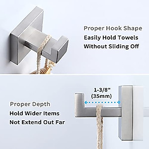 Angle Simple Bathroom Towel Hook 2 PCS, SUS304 Stainless Steel Bath Towel Holder, Square Robe Hook for Wall, Brushed Nickel