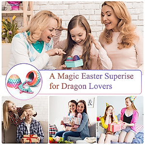 Dragon Egg 12In Dragon Toy 3D Printed Dragon Fidget Toys, 3D Printed Dragon Egg with Articulated Dragon Inside, Fidget Toys for Autism/ADHD, Easter Gifts(Bluegreen)