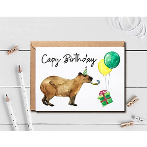EruditeGifts Capy Birthday Card - Fun, Cute, Heavyweight Cardstock, Blank Inside, Envelope Included, 5 x 7 Inches