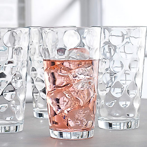 Home Essentials & Beyond Drinking Glasses Set of 4 Highball Glass Cups Bar Glasses, Uses for Juice, Water, Cocktails, Beverages, and Iced Tea. Dishwasher Safe