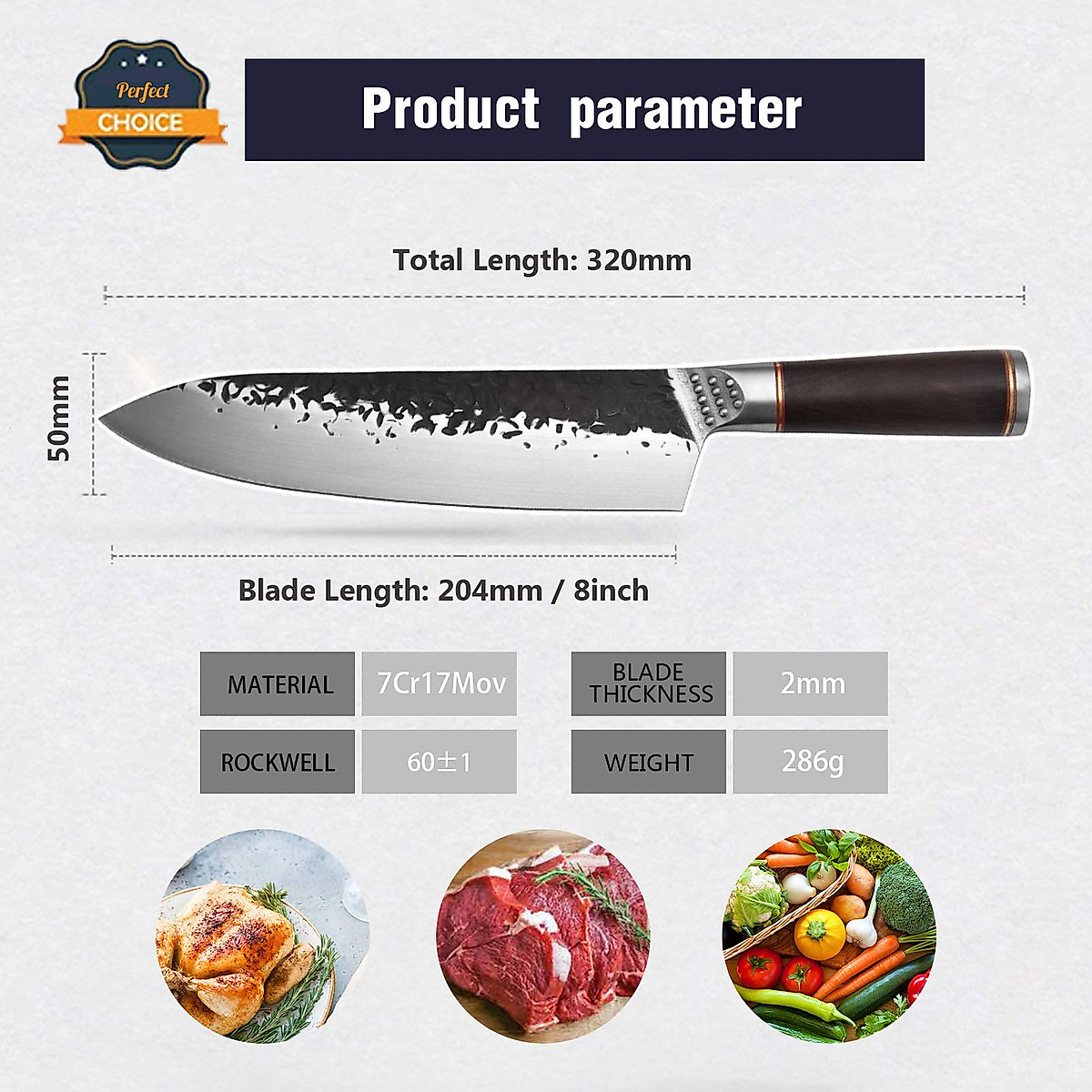 DRAGON RIOT Chef Knife 8 Inch Professional Kitchen Knives High Carbon Steel Japanese Chef's Knife Meat and Vegetable Cooking Knife for Home Restaurant