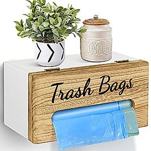 Rustic Trash Bag Holder Wall Mounted, Trash Bag Dispenser Roll Holder with Lid, Garbage Bag Holder Dispenser for Plastic Bags, Trash Bag Holder Garbage Bag Dispenser for Home & Kitchen Organization