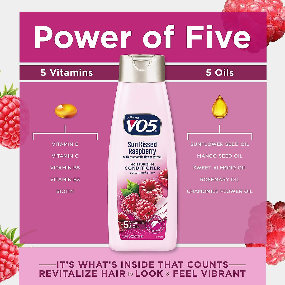Alberto VO5 Herbal Escapes Sun Kissed Raspberry Balancing Conditioner for Unisex, 12.5 Ounce (U-HC-8697)