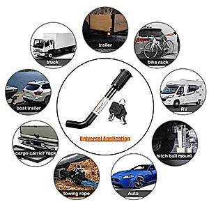 CZC AUTO Trailer Hitch Receiver Lock, Dogbone Style Hitch Pin Lock, Dia 5/8 Inch Bent Pin for Class III IV 2 2-1/2 Inch Receiver, Fits Bike Rack Tray Ball Mount for Towing Trailer Truck Car Boat RV