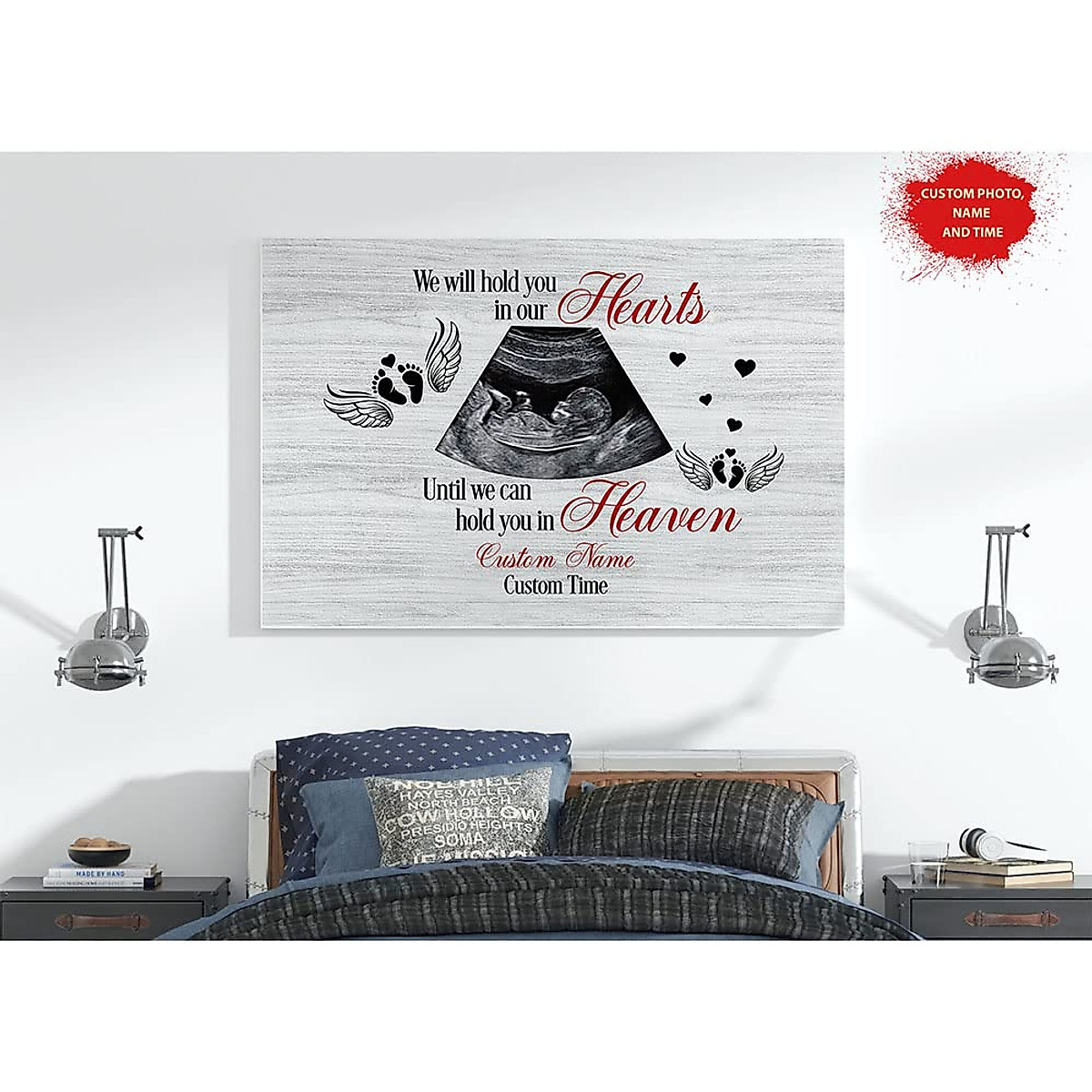 INSPIAMZUE Memorial gifts for loss of baby, infant loss gifts, angel baby memorial gift, infant loss gifts for mom, sympathy canvas for loss of baby - VTQ404 (16x12 inch)