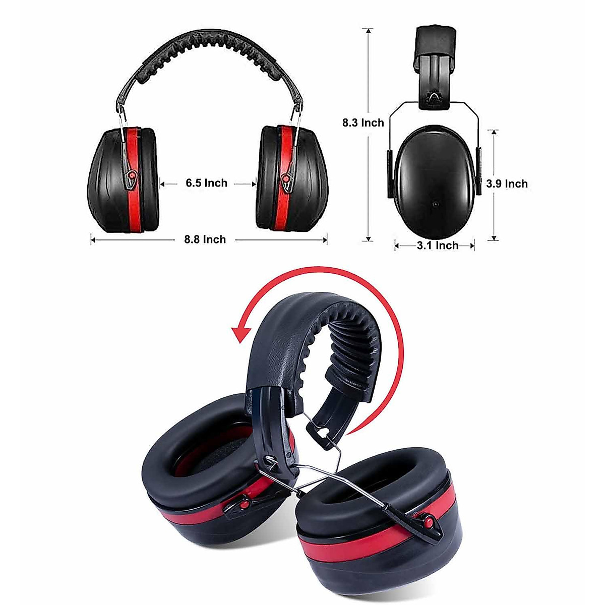 MQB Ear Defenders Adults, 35dB SNR Protection Passive Noise Cancelling Headphones, Safety Earmuffs Ear Protectors, Hearing Protection Shooting, Ear Defenders Autism