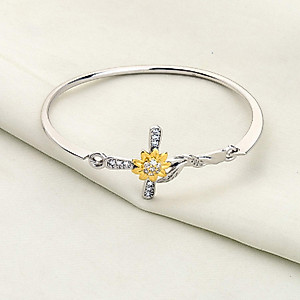 WUSUANED Sunflower Cross Bracelet You Are My Jewelry Inspirational Gift for Women (sunflower cross bracelet)