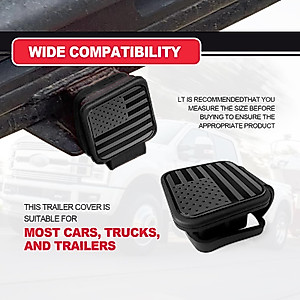 Trailer Hitch Cover, Trailer Hook Dust-Proof Plug, Square Mouth Protection Cover, Tow Hitch Covers Plug Insert Receiver Tube Cover Cap Fit for 2 Inch Hitch Receivers (Black)