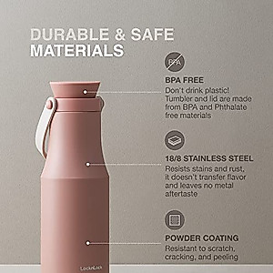 LocknLock Metro Bottle Double-Wall Insulated Stainless Steel with Silicone Handle, 16 oz, Navy