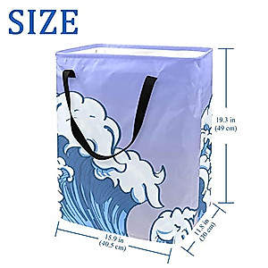 Japanese Wave Laundry Basket Large Cloth Organizer Bag Basket Foldable Laundry Hamper with Handles