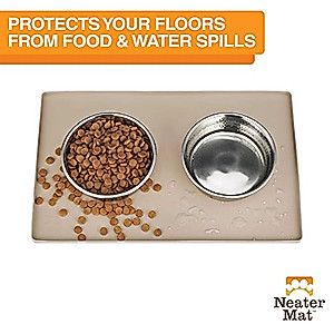 Neater Pet Brands Neater Mat - Waterproof Silicone Pet Bowls Mat - Protect Floors from Food & Water (19" x 12", Cappuccino)