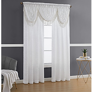 HLC.ME Bello Crushed Satin Semi Sheer Privacy Light Filtering Transparent Window Pocket Hole Curtains Drapery Panels for Bedroom & Living Room, 2 Panels (54 W x 84 L, White)