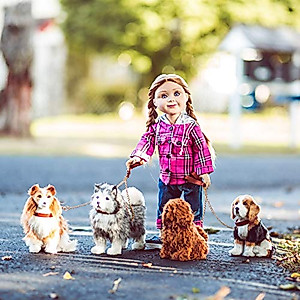 THE QUEEN'S TREASURES 18 Inch Doll Pets, Beagle Puppy Dog Pet Friend with Leash and Collar, Compatible for Use with American Girl Dolls