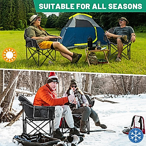 LILYPELLE Oversized Heated Camping Chair Heats Back and Seat, Padded Cushion Outdoor Folding Chairs Patio Lounge Chair Heating Chair for Outdoor Sports, Camping, Lounge Patio, and Picnics
