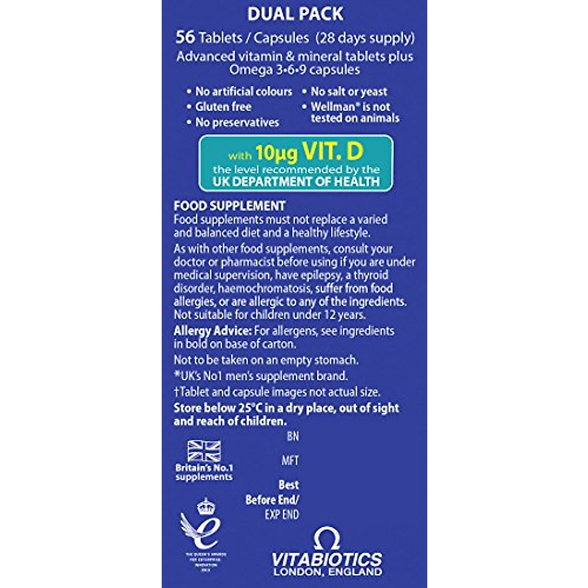 Vitabiotics Ltd Vitabiotics Wellman Plus, 56 Tablets/Capsules