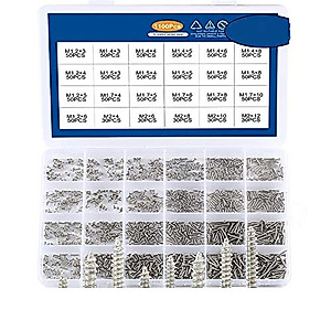 KIRANDY 1100pcs Round Pan Head Tapping Screws Set M1.2 M1.4 M1.5 M1.7 M2 Mini Screw Laptop Computer Screw Cross Screw Kit (Color : DN PA)