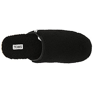 TOMS Men's Harbor Slipper, Black Faux Shearling, 10.5