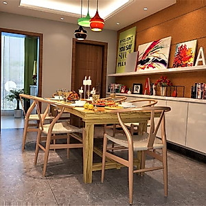 Polynices Wishbone Chair, Weave Modern Solid Wood Mid-Century Y Shaped Backrest Dining Chair (Natural Set of 2)