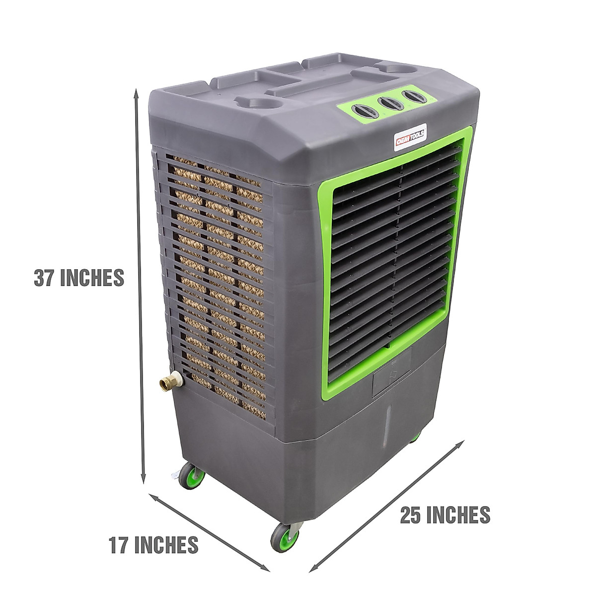 OEMTOOLS 23968 3-Speed Evaporative Cooler, Green and Gray, Cools Up to 950 Square Feet, 3100 CFM, Portable Cooler Fan
