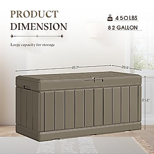 YESHOMY Storage Chest, Entryway Resin Shoe Bench with Hydraulic Bracket Flip Lid, Side Holder, Supports 450 lbs for Bedroom, Living Room, Lockable, Coffee