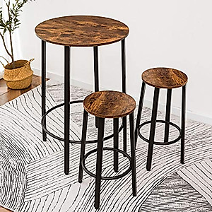 HOOBRO Round Bar Table, Bistro Pub High Table,Small Spaces Saving for Dining Room Breakfast,Coffee, Kitchen, Living Room,Easy Assembly, Rustic Brown BF59BT01