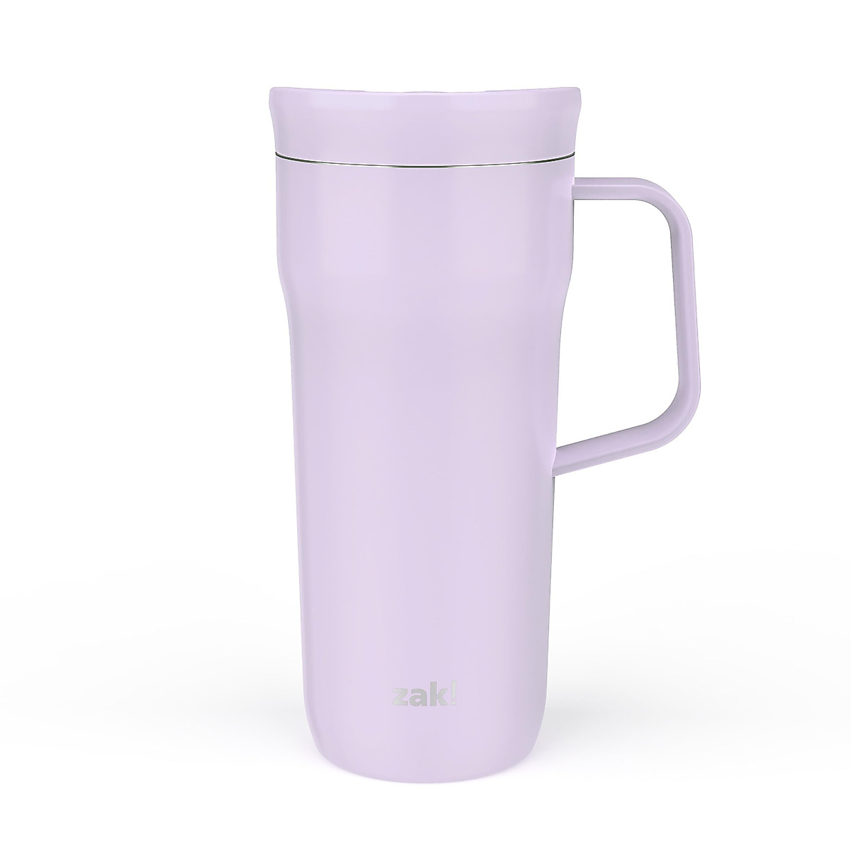 Zak Designs Harmony Tumbler for Travel or At Home, 20oz Recycled Stainless Steel is Splash-Proof and Vacuum Insulated with Slide Lid and Handle (Smoky Lilac Purple)