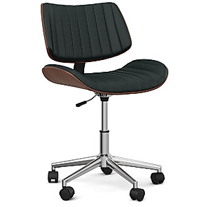 SIMPLIHOME Chambers Swivel Adjustable Executive Computer Office Chair in Distressed Black Faux Leather, for the Office and Study, Contemporary
