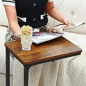 Fixwal C-Shaped End Table Set of 2, Side Tables Couch Table, Snack Table for Living Bedroom Coffee Snack Laptop, Rustic Brown