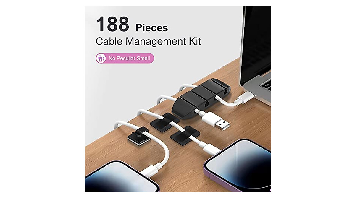 Organize with the 188 PCS Cable Management Kit - Safe & Neat Wires