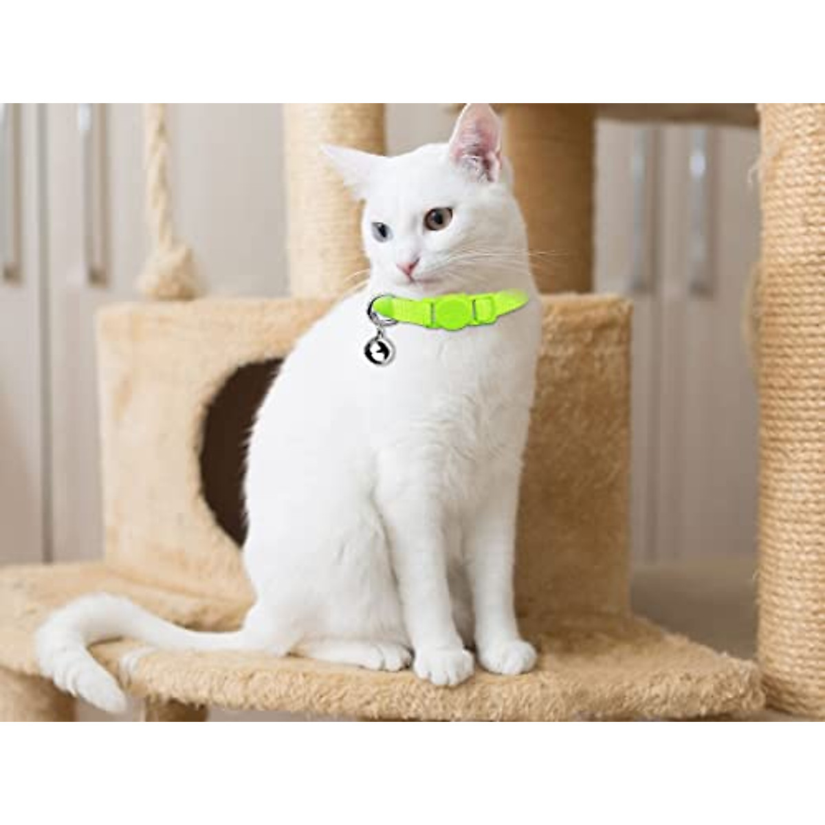 Uteuvili 12 PCS Breakaway Cat Collars with Bell Colorful Soft Safety Buckle Cat Collars Adjustable Breakaway Kitten Collars Safety Collars for Cats, 7 in-11 in