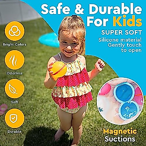 LEGACY KIDS Reusable water balloons For Kids, Water Balloons Quick Fill, Refillable Water Balloons For Kids, Reusable Water Balloons Magnetic, Reuse Water Balloons, Silicone (12) (Regular)