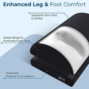 Foot Rest for Under Desk at Work – Adjustable Foam Footrest for Office & Home – Ergonomic Foot Stool for Gaming & Computer Chair – Cushion for Back & Leg Pain Relief - Black Mesh