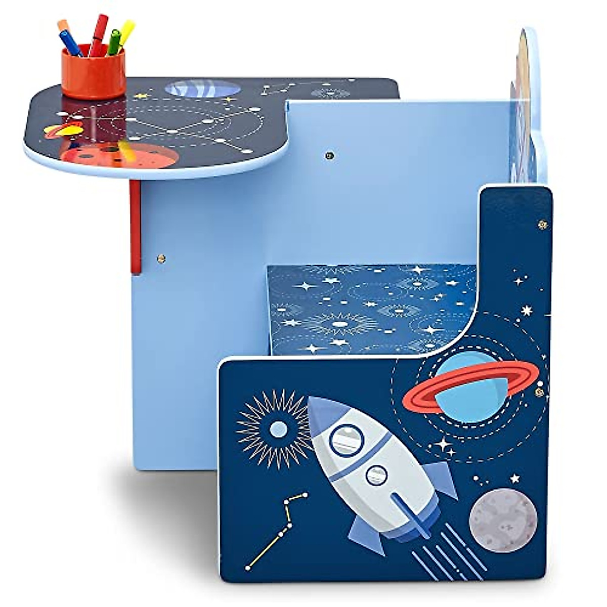 Delta Children Space Adventures Chair Desk with Storage Bin - Ideal for Arts & Crafts, Snack Time, Homeschooling, Homework & More - Greenguard Gold Certified, Blue