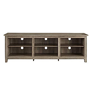 Walker Edison Wren Classic 6 Cubby TV Stand for TVs up to 80 Inches, 70 Inch, Grey Wash