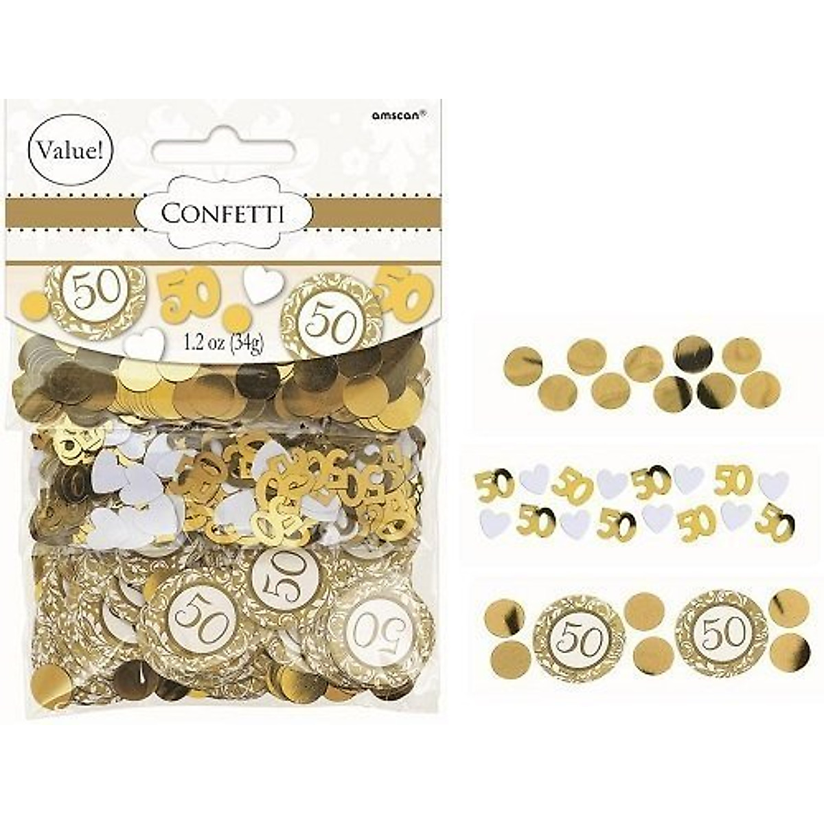 Amscan Gold 50th Year Anniversary Confetti Pack, 1 pack
