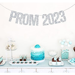 Prom 2023 Banner, Prom Night Decor, 2023 Graduation Decorations, Class of 2023 Grad Party Decorations Supplies Silver Glitter
