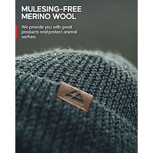 DANISH ENDURANCE Merino Wool Beanie for Men & Women, Knitted Winter Hat, Green, One Size